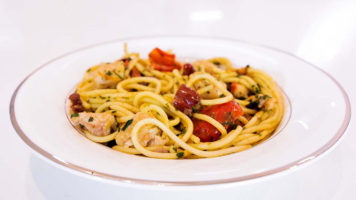 Spicy Fish & Olive Spaghetti